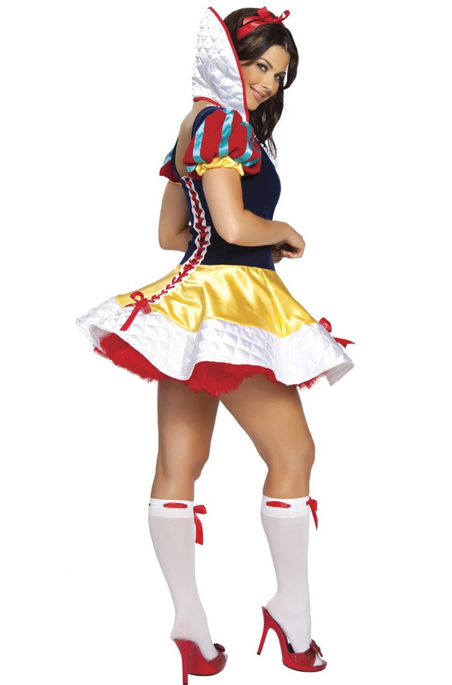 Vestito Biancaneve Di Carnevale Adulta Con Gonna Corta Sexy