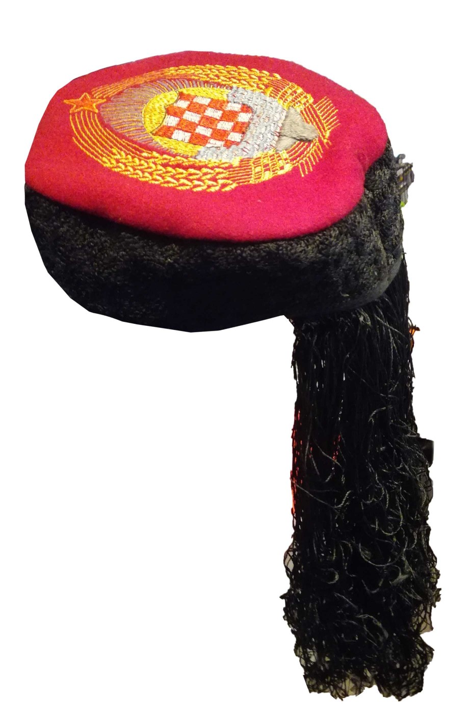 Cappello turco Fez guardia reale da adulto con pennacchio floscio nero
