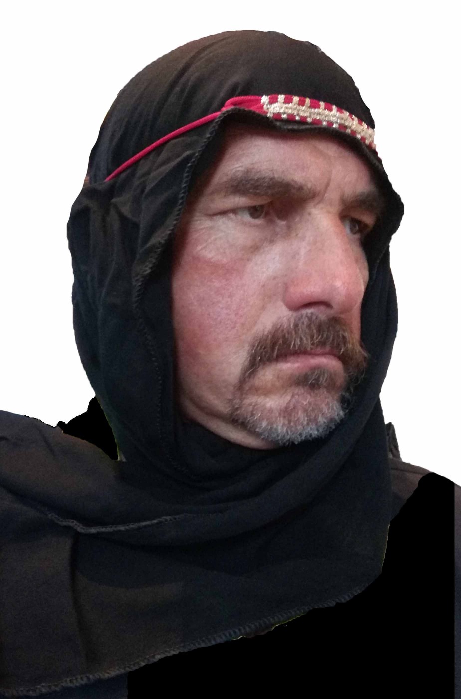 Cappello da sceicco arabo nero Sharif originale con velo e cordino