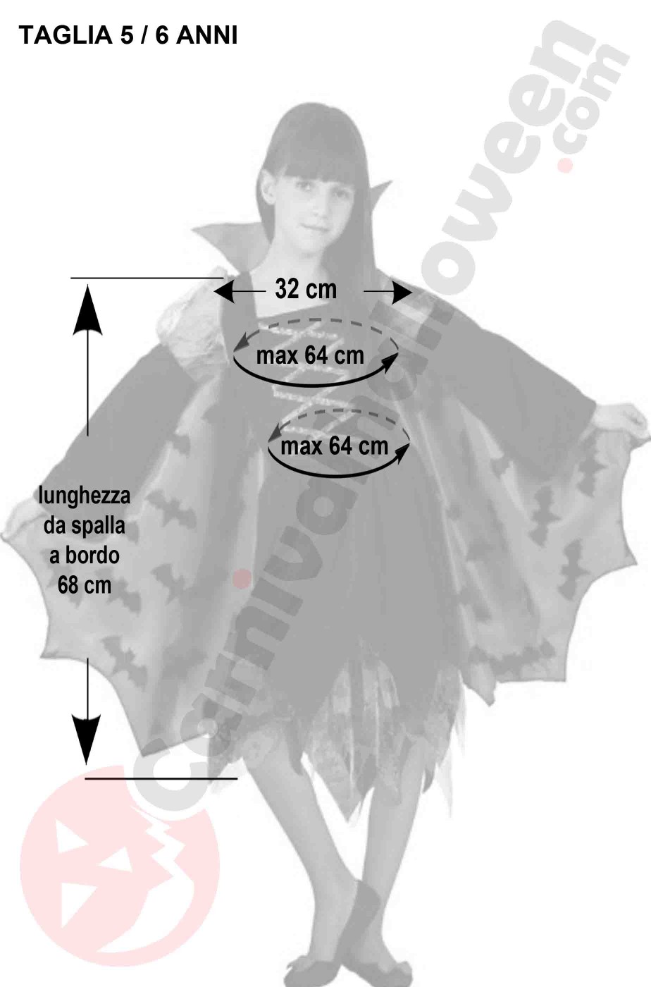 Costume Halloween Vampirella Pipistrella bambina