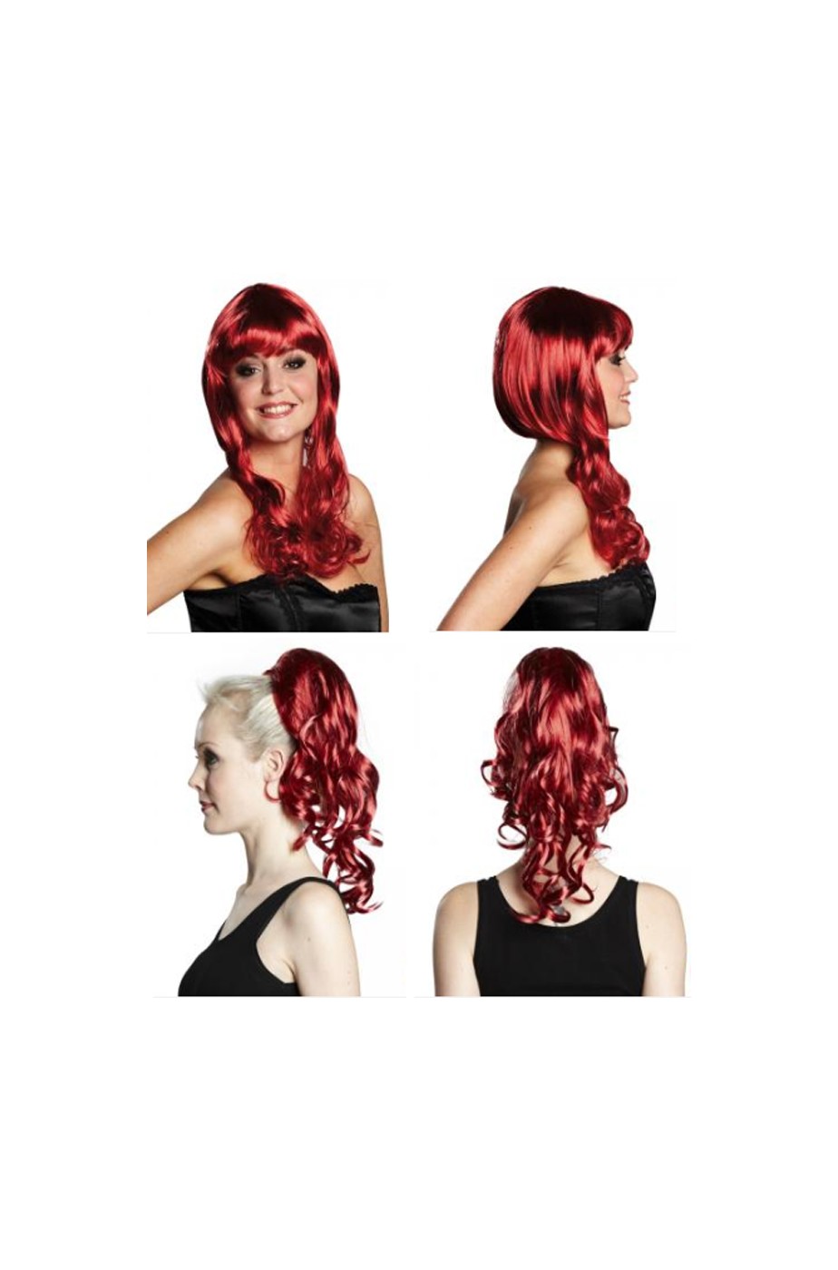 Parrucca donna rossa cosplay. con pony meches manga anime modificabile